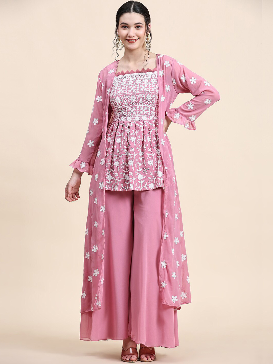 Buy KALINI Ethnic Motifs Embroidered Empire Thread Work Kurta With ...