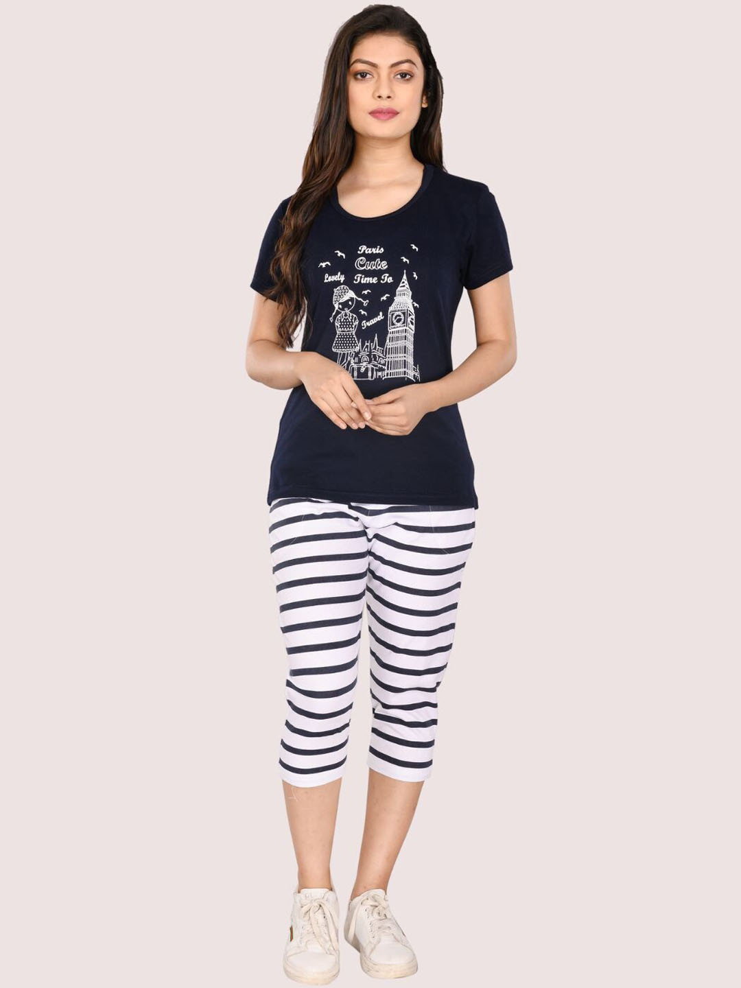 Buy StyleAOne Printed Cotton T Shirt & Capris Set - Co Ords for Women ...