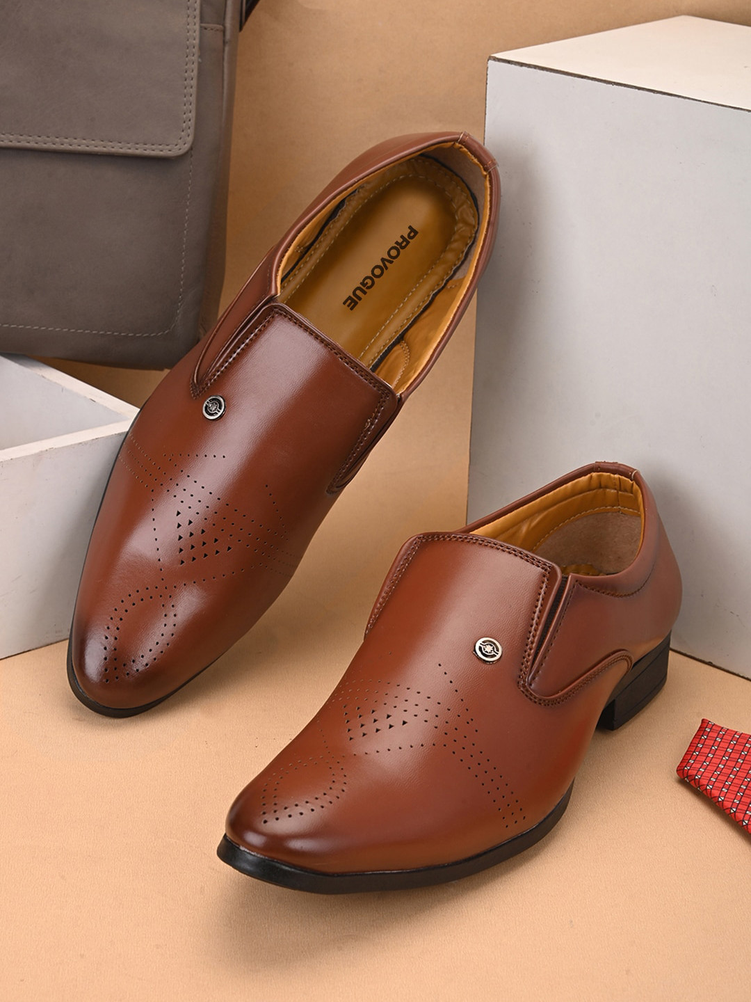 Buy Provogue Men Perforated Formal Slip On Shoes - Formal Shoes for Men ...