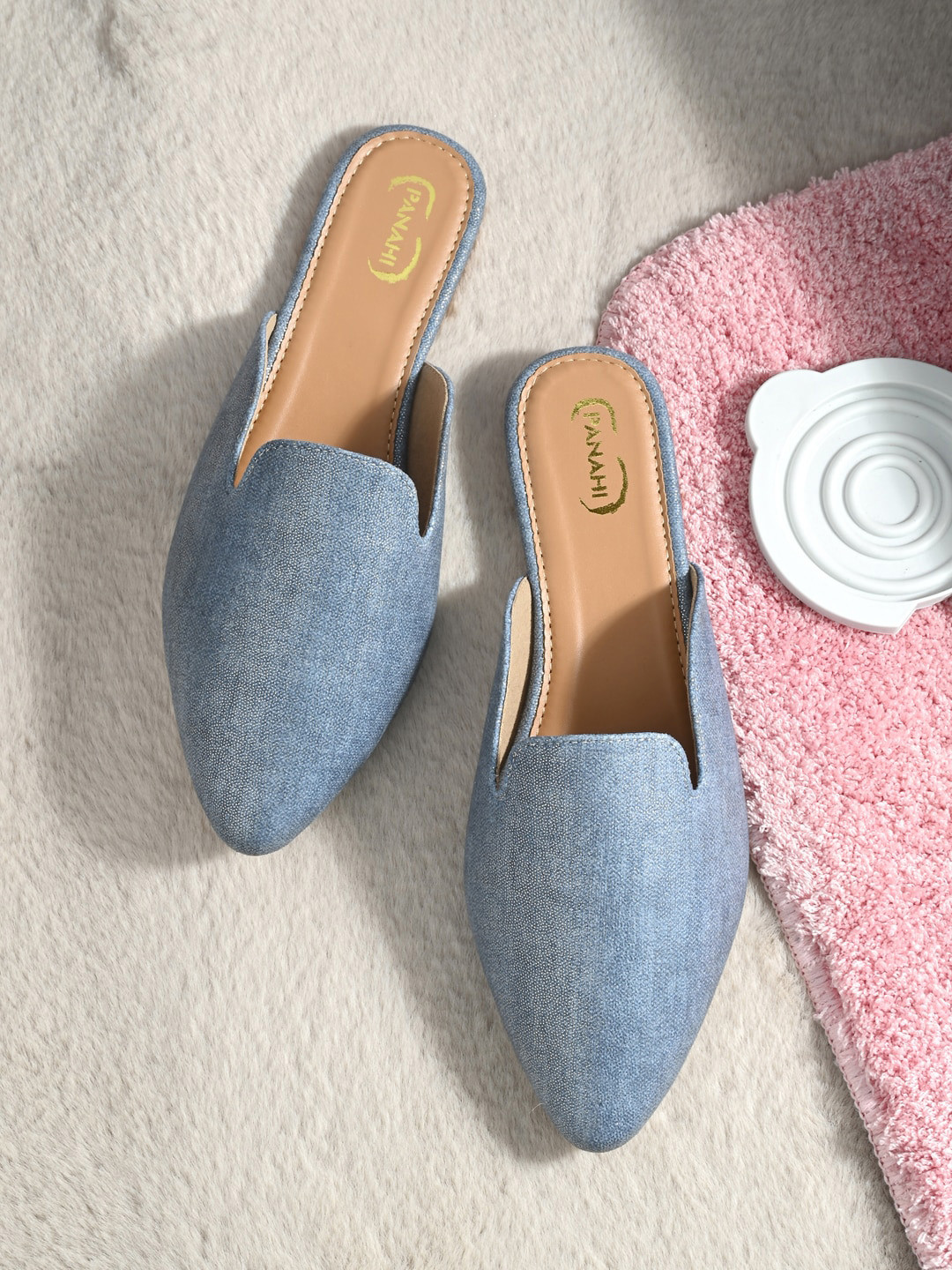 Buy PANAHI Textured Pointed Toe Mules - Flats for Women 23382942 | Myntra