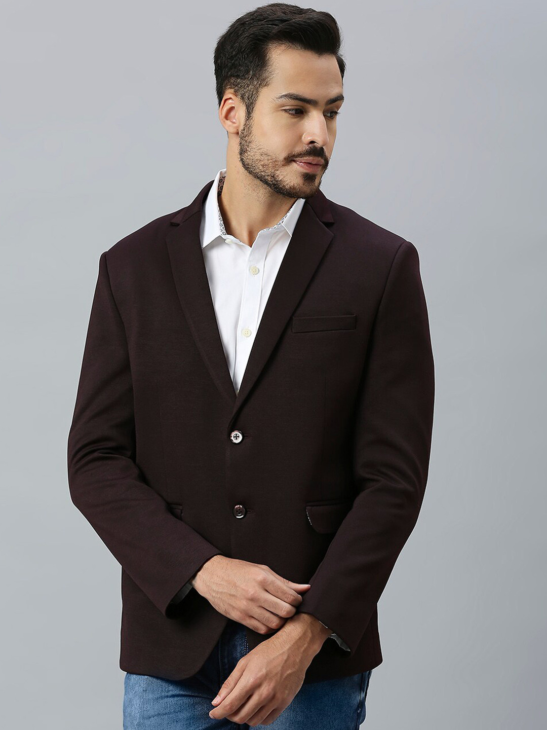 Buy ESSAS Club Men Self Design Single Breasted Blazer - Blazers for Men ...