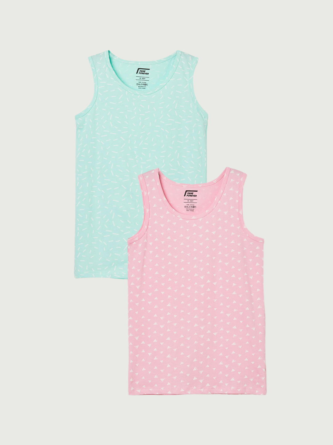 Buy Fame Forever By Lifestyle Girls Pack Of 2 Printed Cotton Tank Tops ...