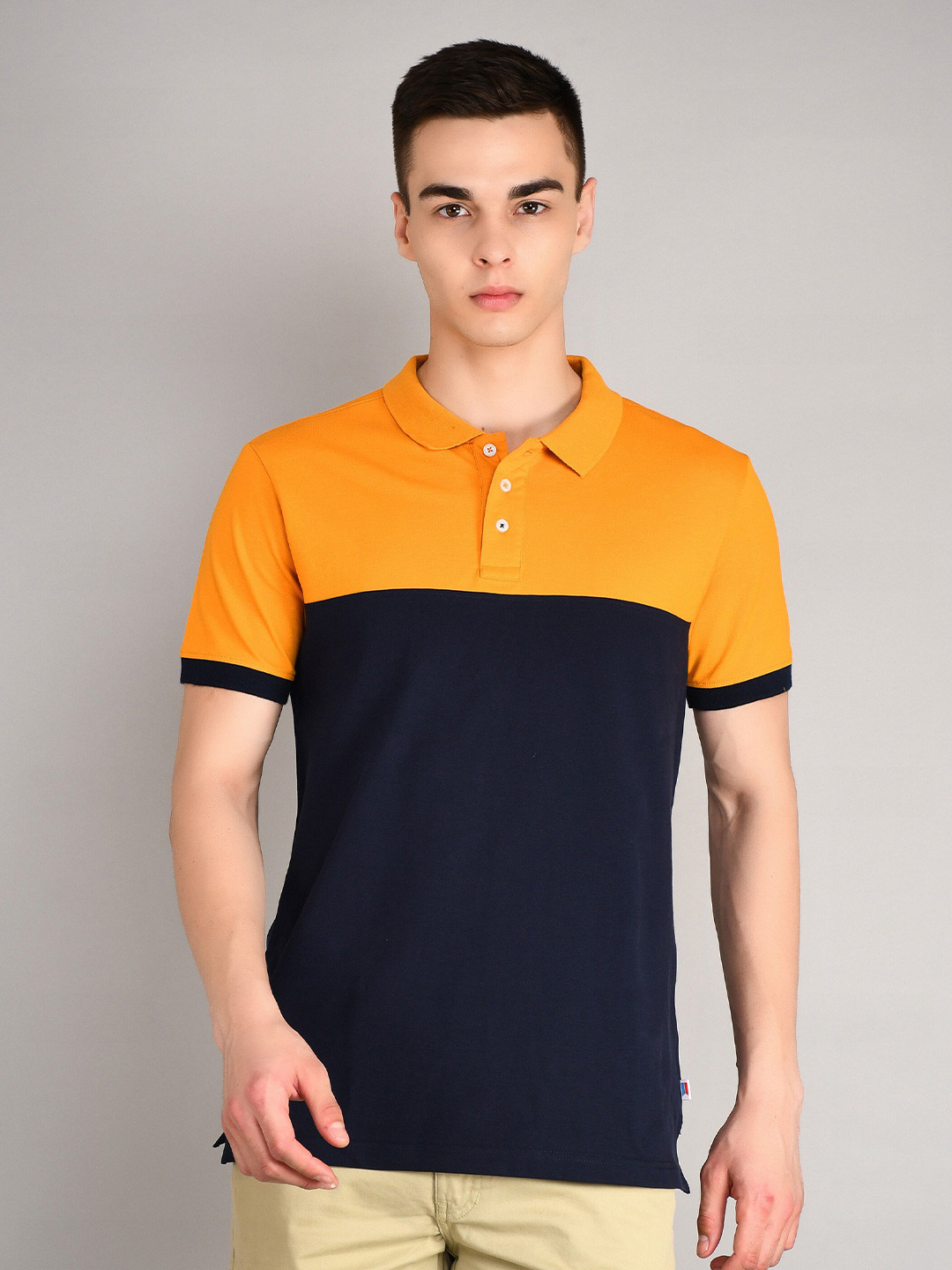 Buy TIM PARIS Colourblocked Polo Collar Pure Cotton T Shirt - Tshirts ...