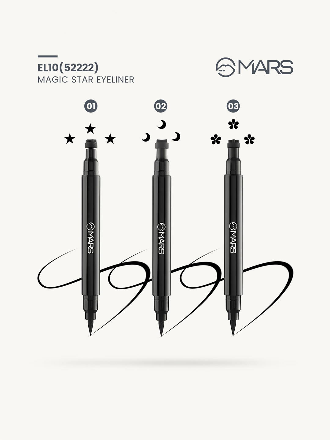 Buy MARS Set Of 3 Magic Star Eyeliners With Tattoo Stamp 7.5ml Each 01 ...