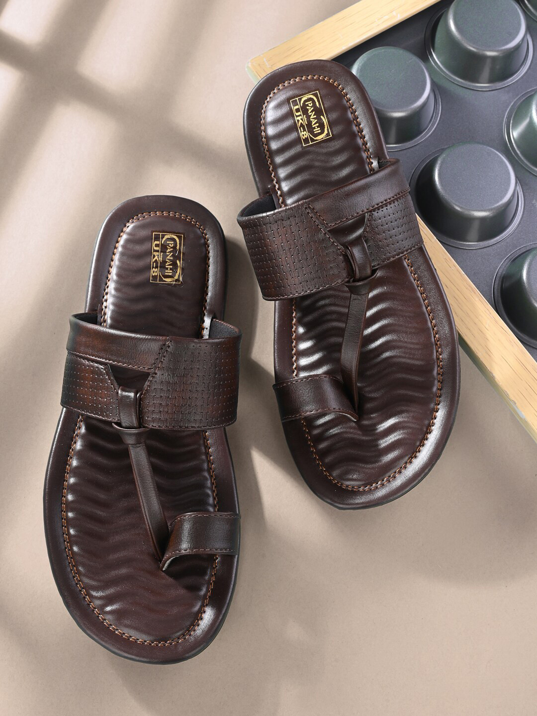 Buy PANAHI Men Textured One Toe Comfort Sandals - Sandals for Men ...