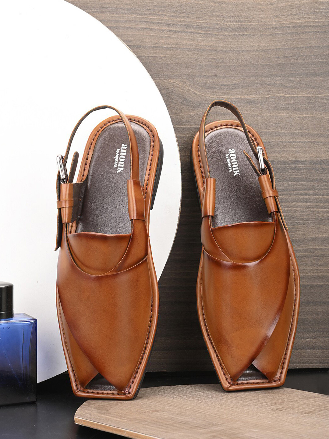 Buy Anouk Men Tan Brown Shoe Style Sandals With Buckle Closure ...