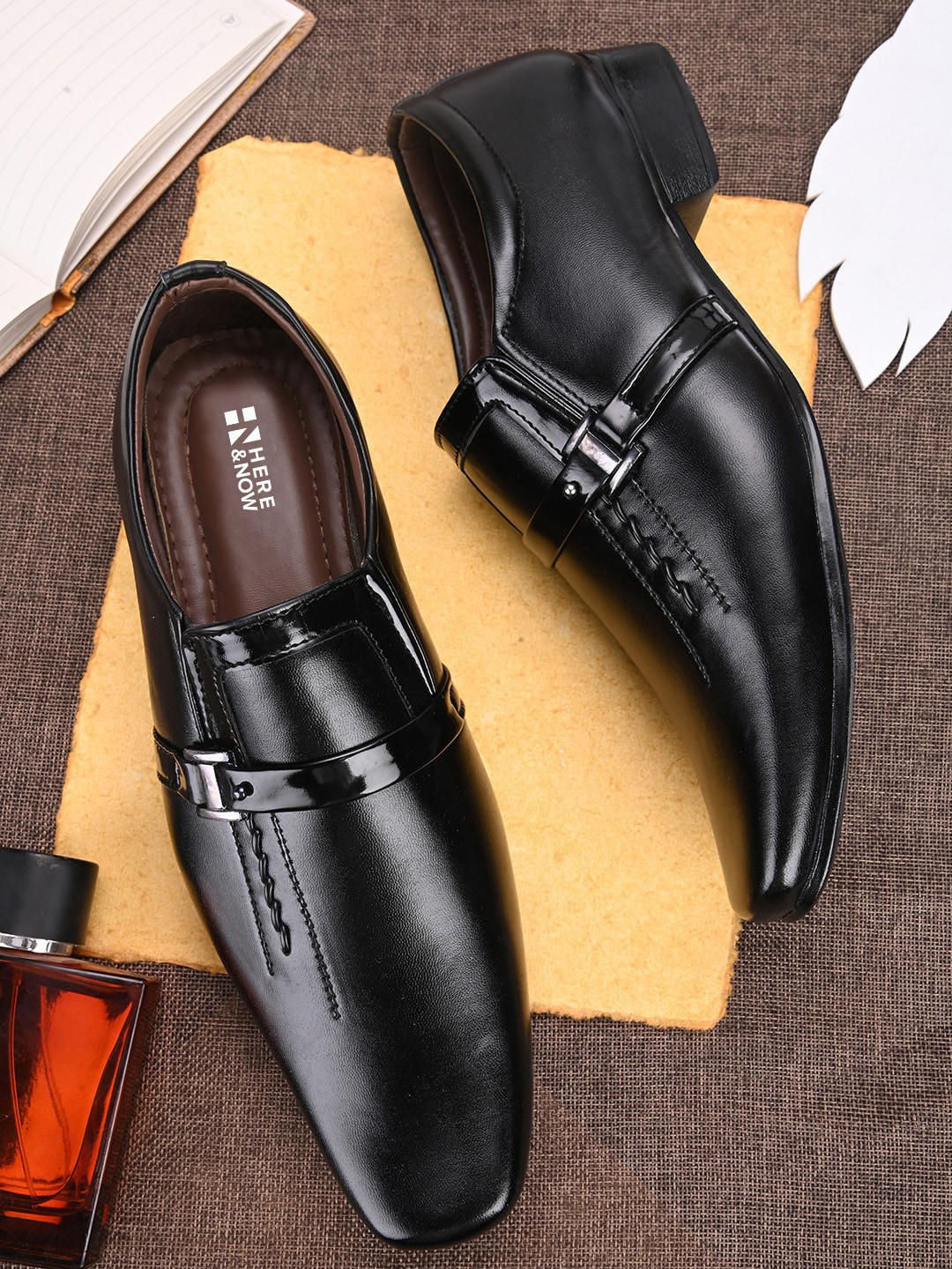 Buy HERE&NOW Men Black Formal Slip On Shoes - Formal Shoes for Men ...