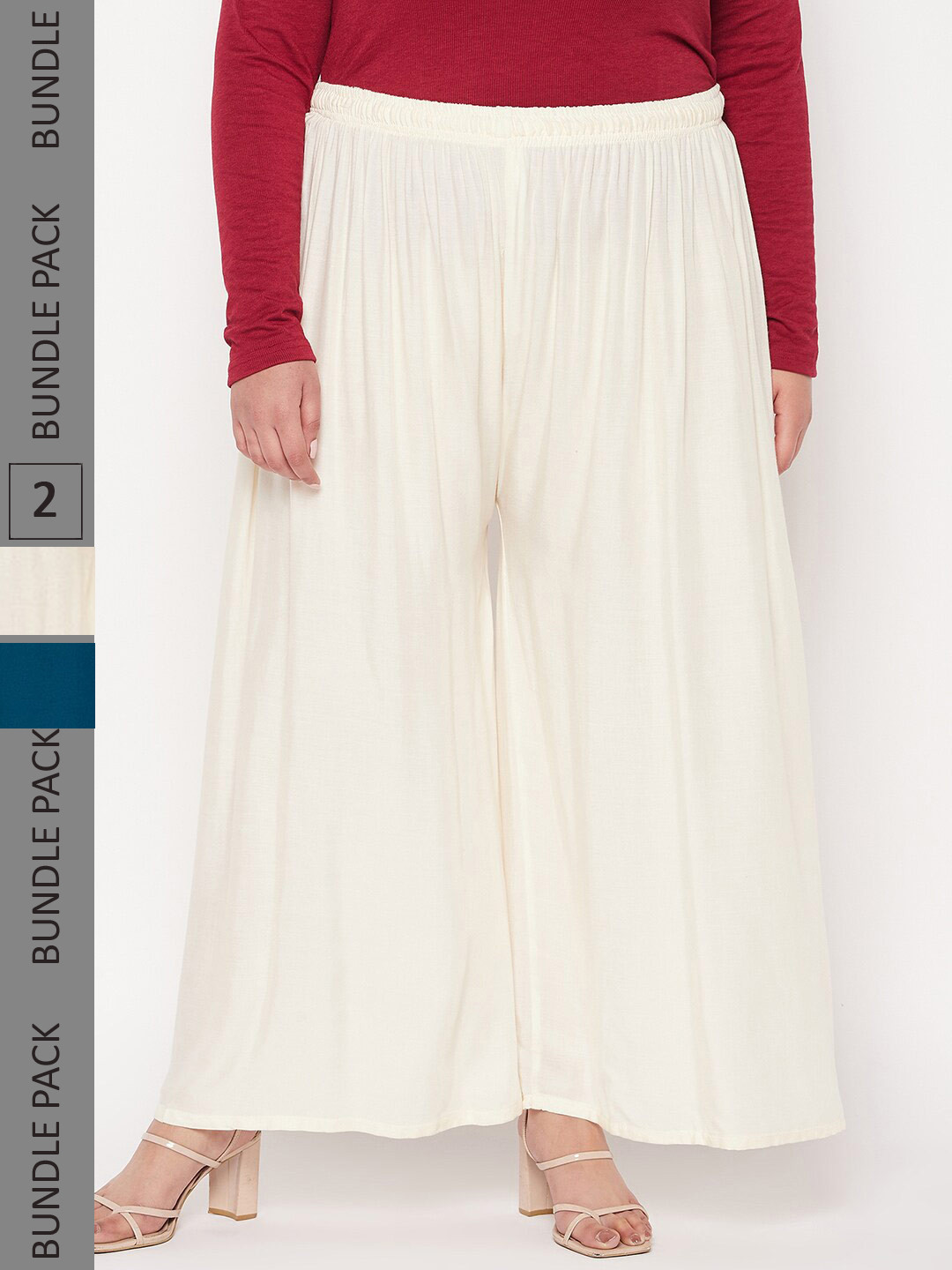 Buy CLORA CREATION PLUS Women Pack Of 2 Flared Palazzos - Palazzos for Women 23401872 | Myntra