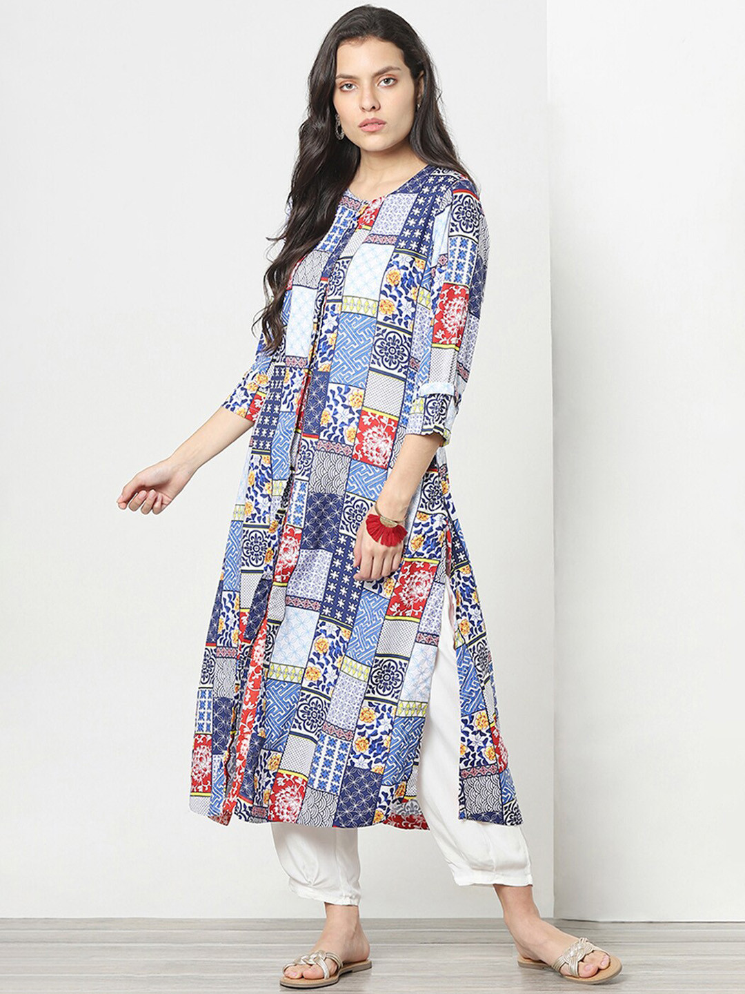 Buy Marigold Lane Ethnic Motifs Printed Kurta - Kurtas for Women ...