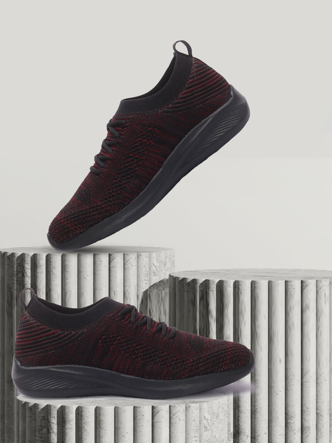 Buy HRX By Hrithik Roshan Men Black And Red Flyknit Technology Walking ...