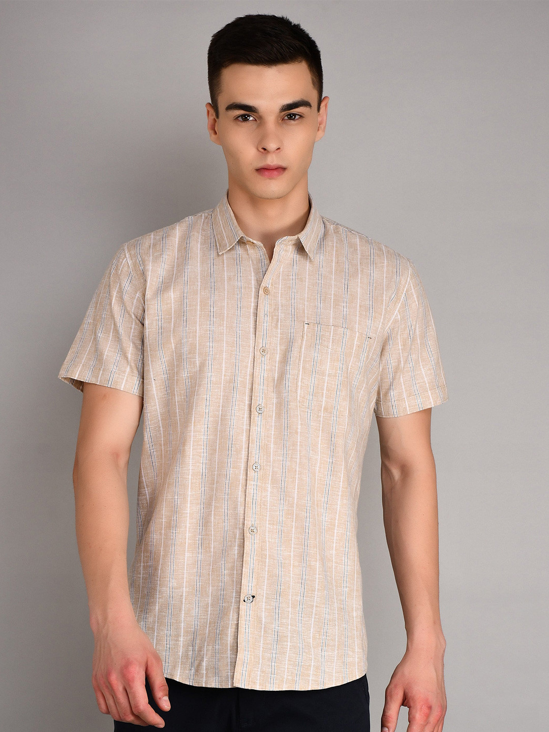 Buy TIM PARIS Standard Opaque Striped Cotton Casual Shirt - Shirts for ...