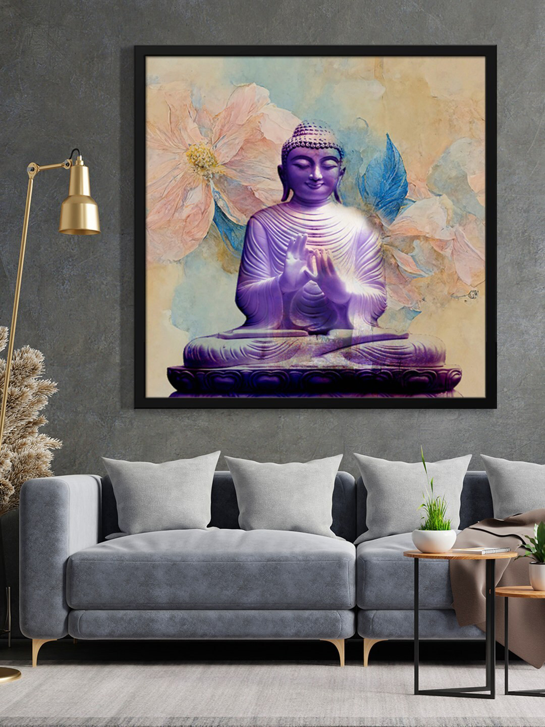 Buy 999Store Brown & Purple Buddha Painting Framed Wall Art - Wall Art ...