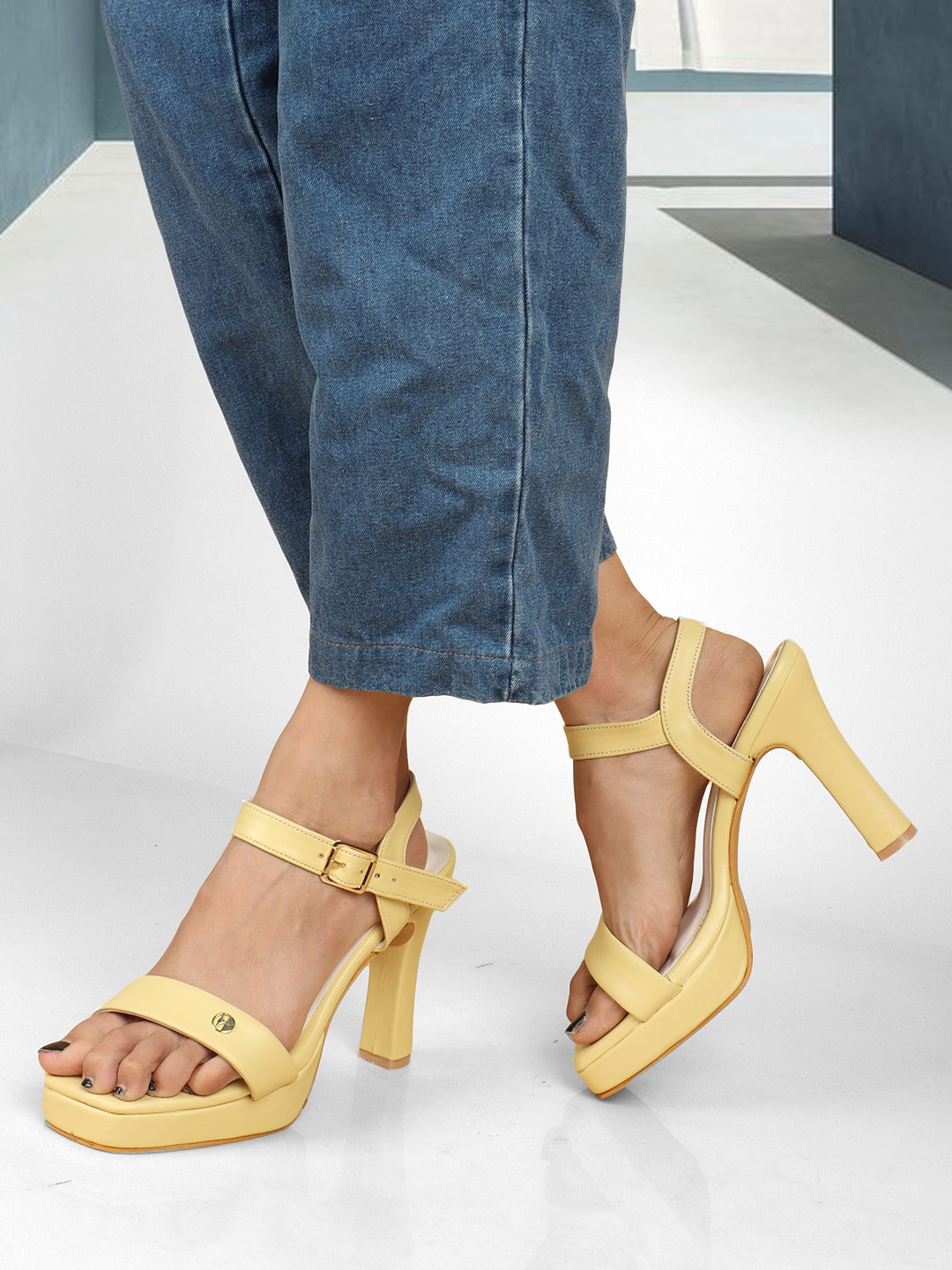 Buy ELLE Open Toe Platform Heels With Buckles - Heels for Women ...