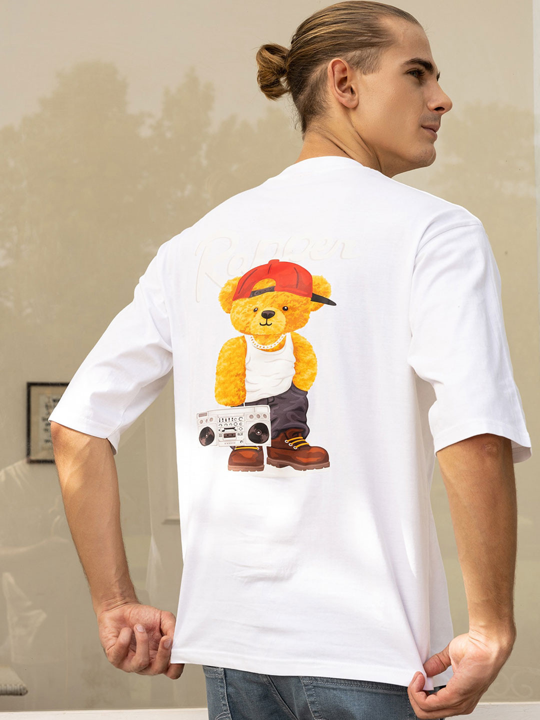 Buy Gavin Paris Graphic Printed Cotton Oversized Drop Shoulder T Shirt ...