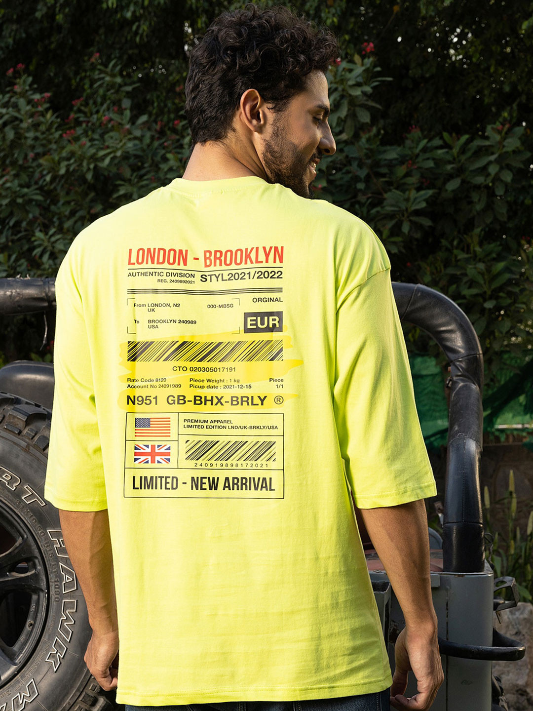 Buy Gavin Paris Typography Printed Cotton Oversized Drop Shoulder T ...