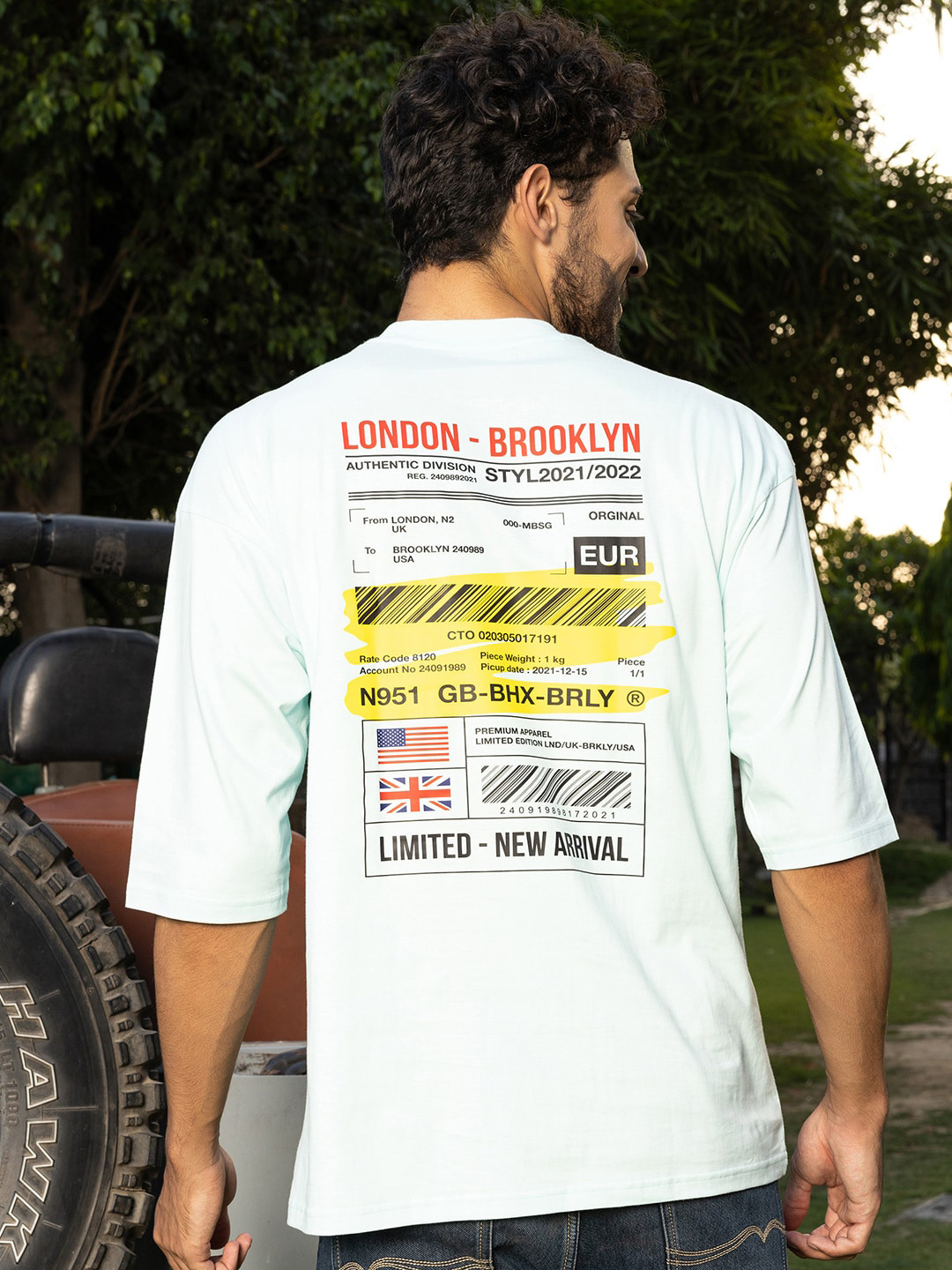 Buy Gavin Paris Typography Printed Cotton Drop Shoulder Oversized T ...