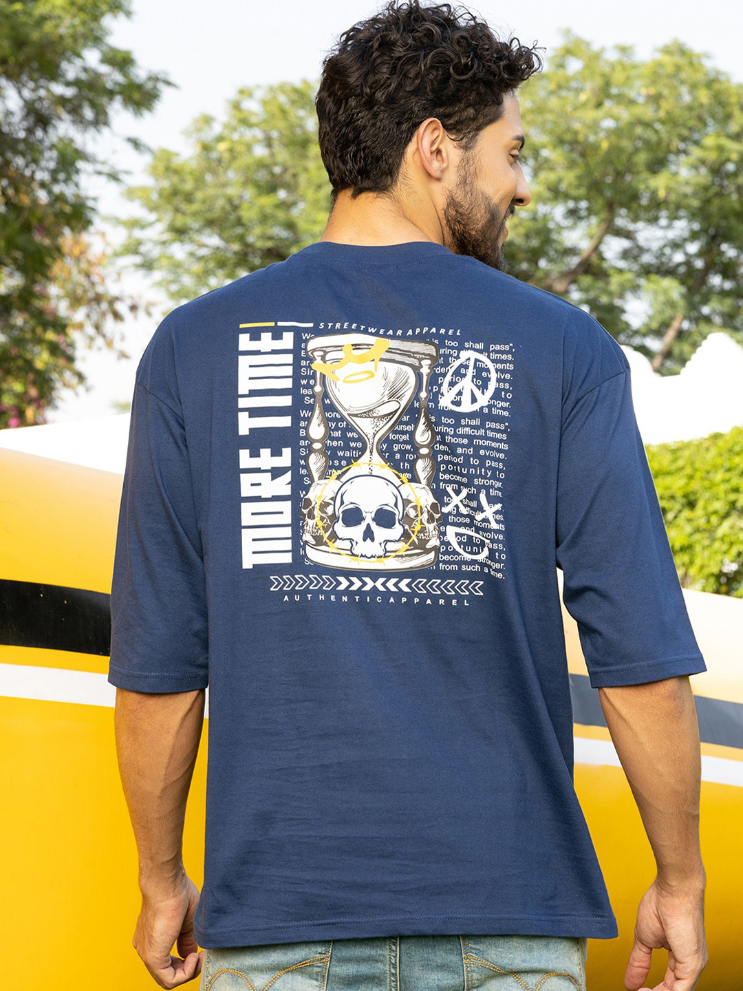 Buy Gavin Paris Typography Printed Drop Shoulder Oversize Cotton T ...