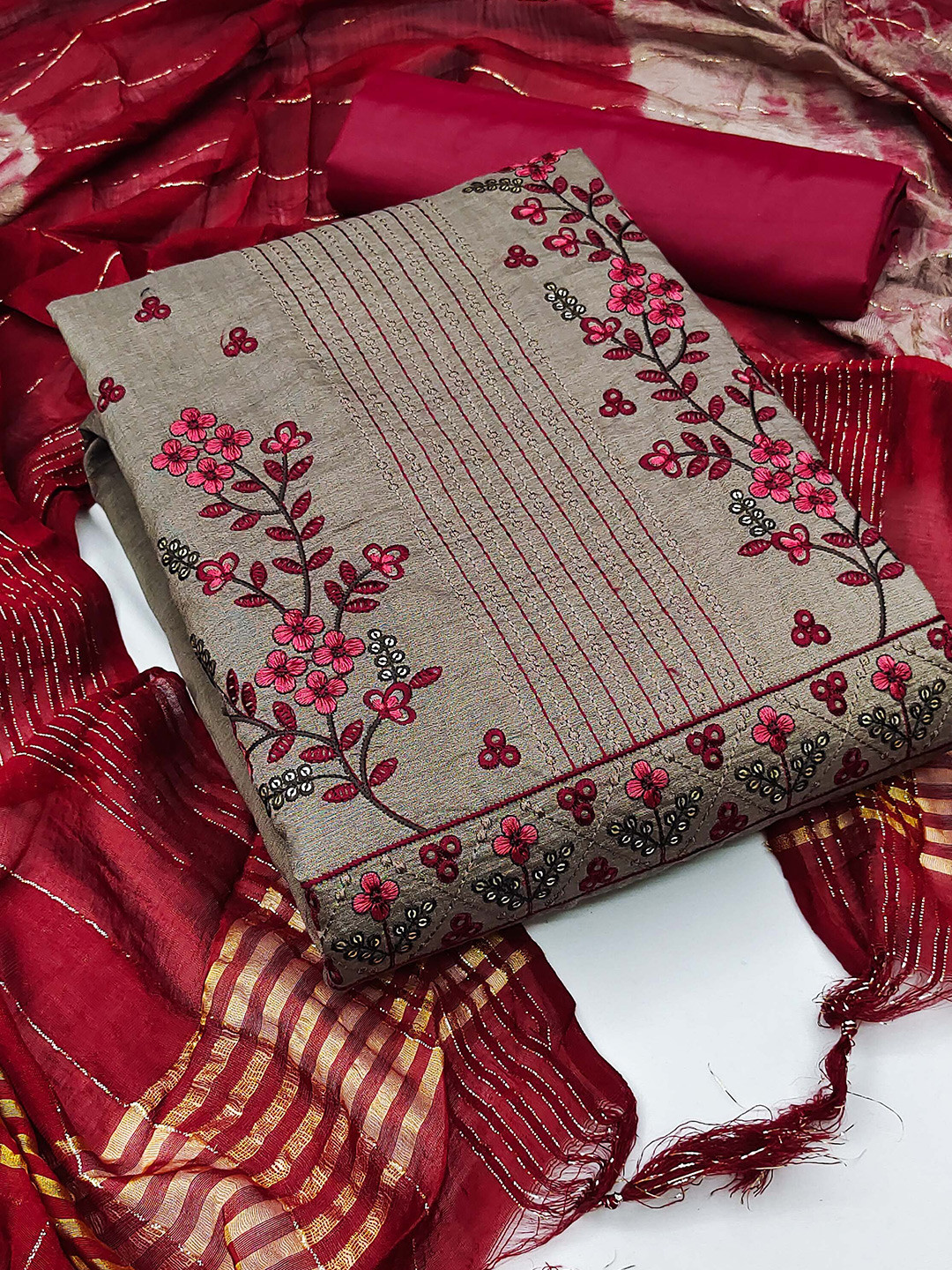 Buy KALINI Embroidered Unstitched Dress Material - Dress Material for ...