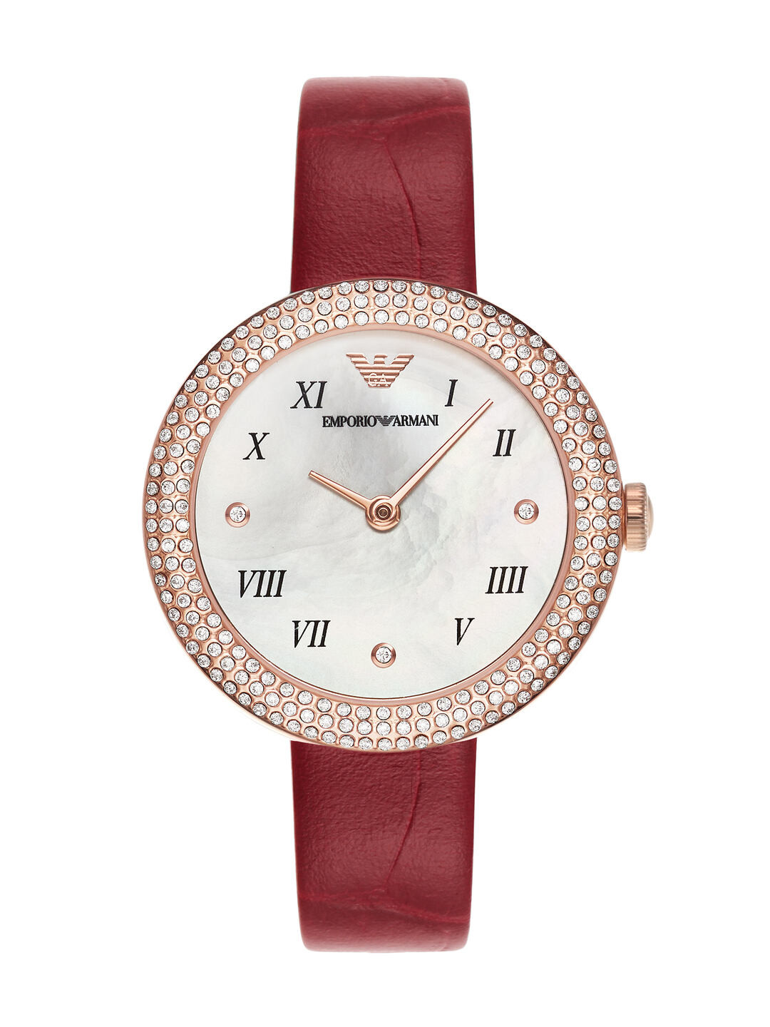 Buy Emporio Armani Women Embellished Leather Analogue Watch AR11357 ...