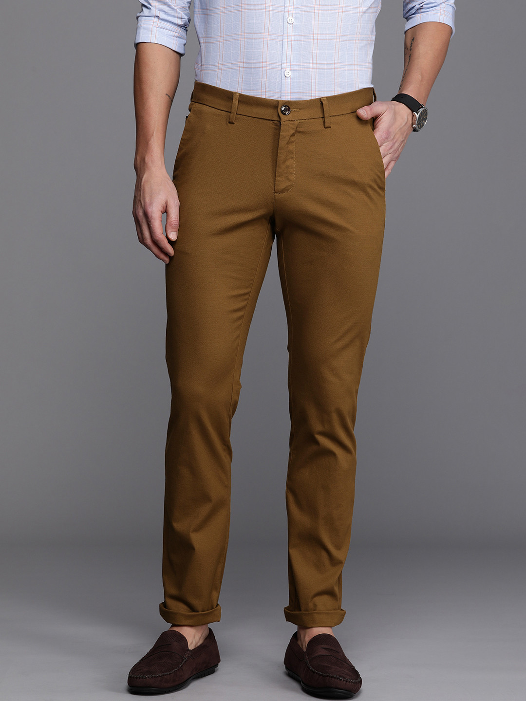 Buy Allen Solly Men Mid Rise Slim Fit Chinos - Trousers for Men ...