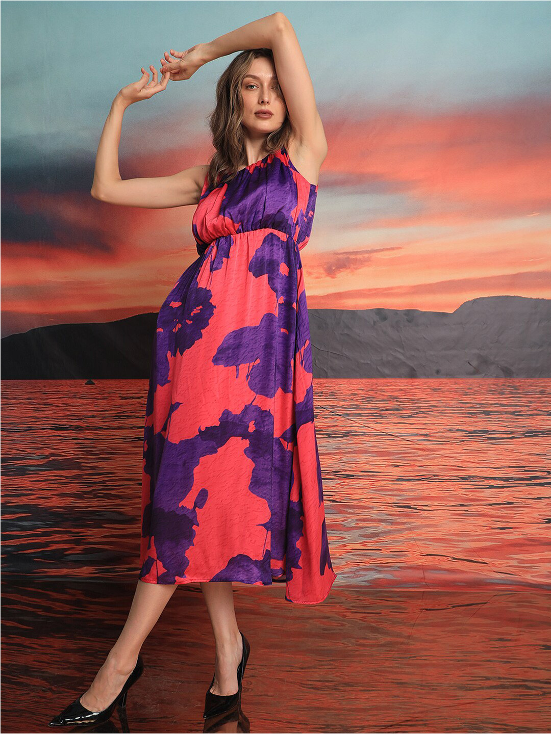 Buy RAREISM Abstract Printed Midi A Line Dress - Dresses for Women ...