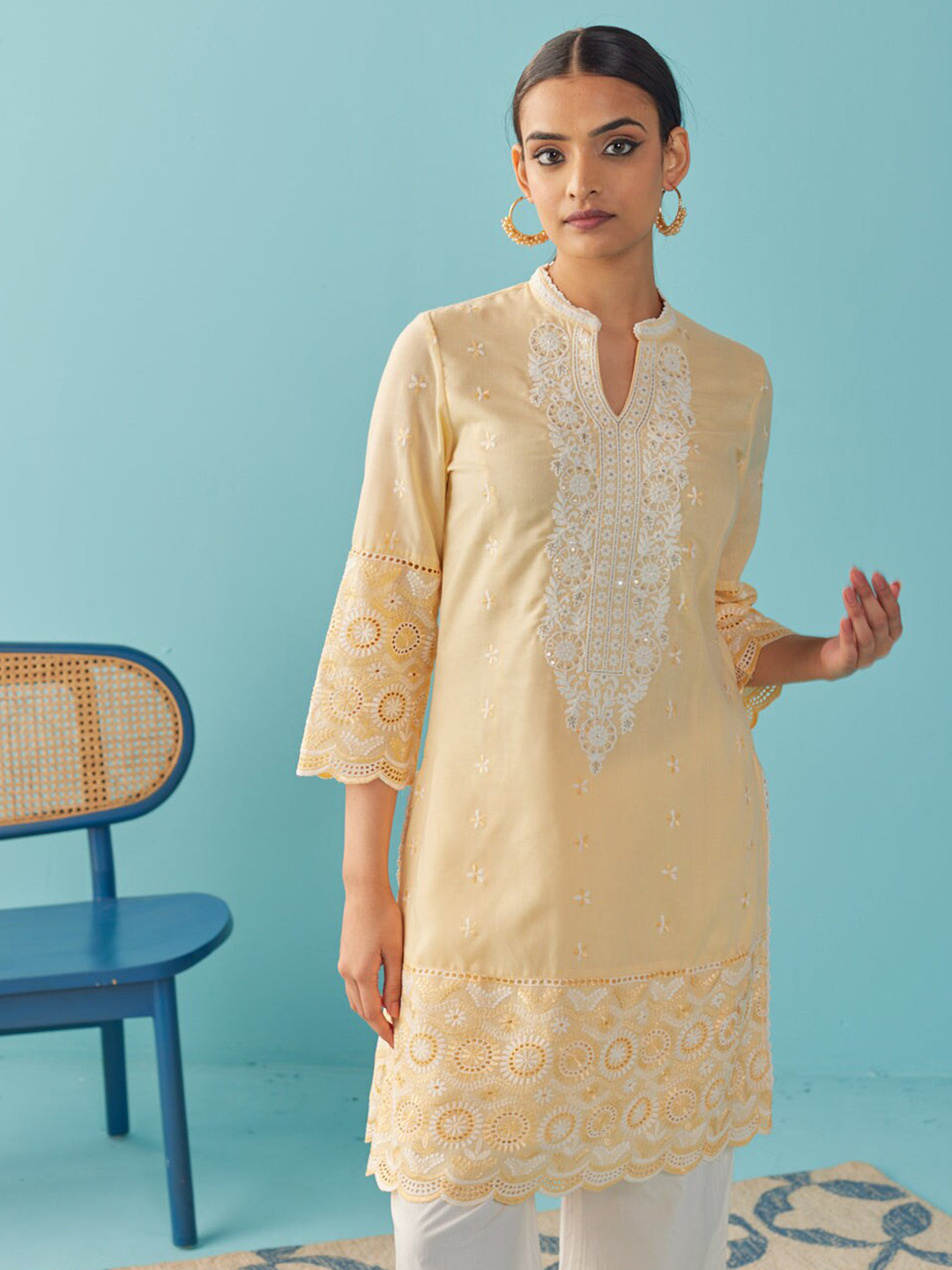 Buy Lakshita Floral Sequinned Embroidered Kurta - Kurtas for Women ...