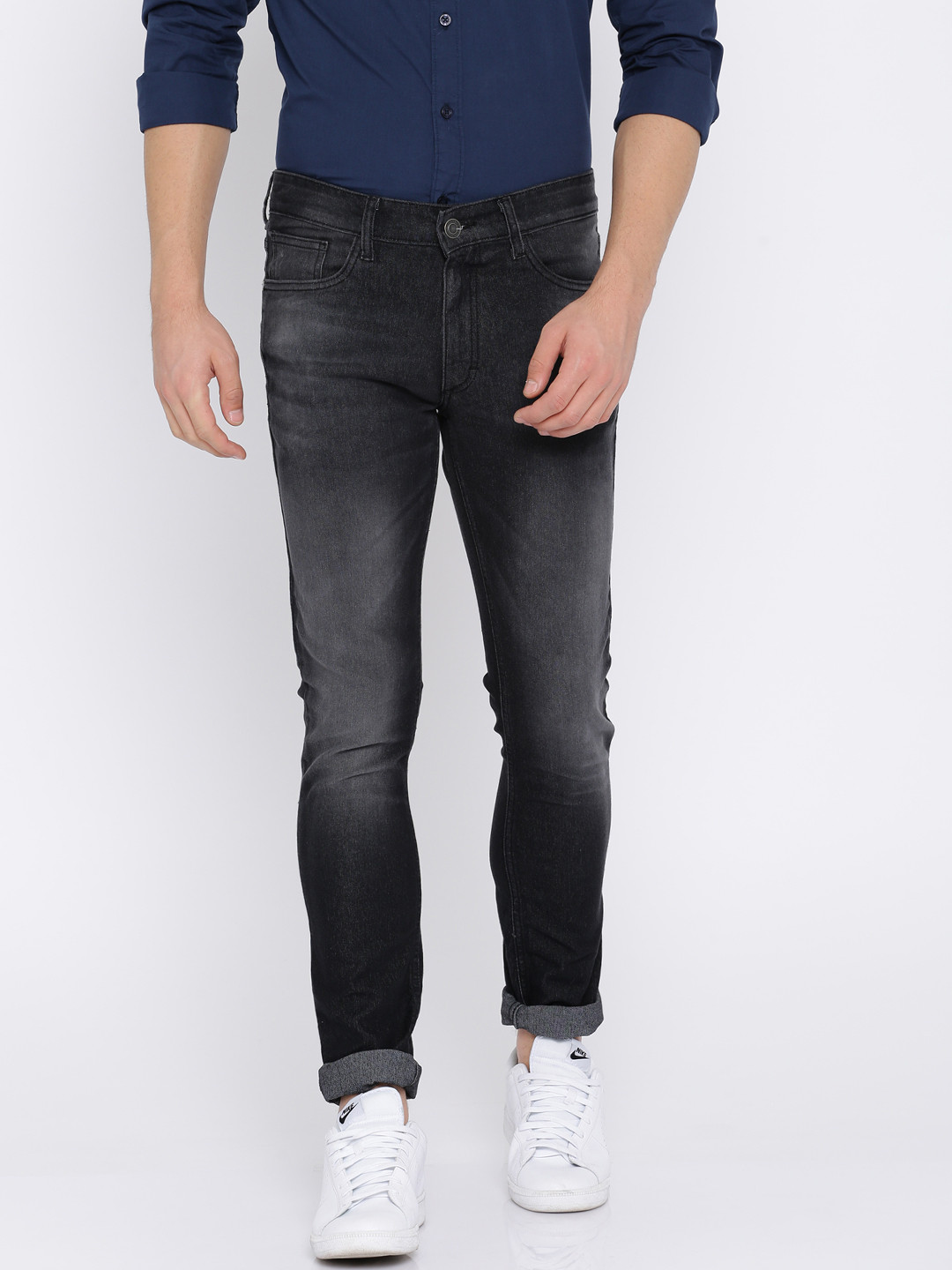 Buy HIGHLANDER Men Black Slim Fit Mid Rise Clean Look Stretchable Jeans ...