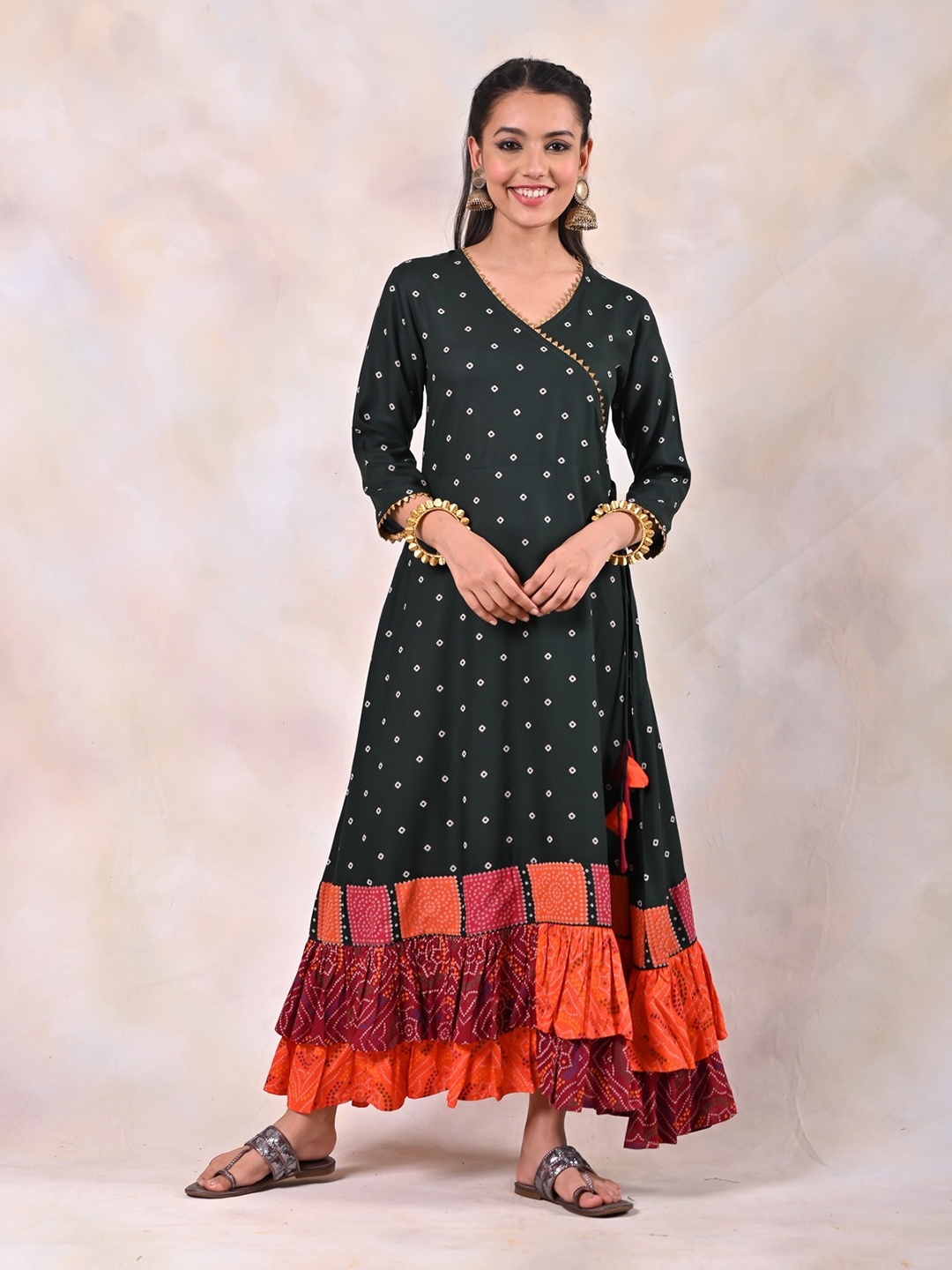 Buy Rustorange Ethnic Motifs Printed Ruffled Maxi Dress Ethnic