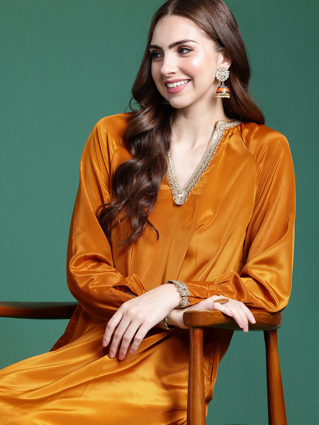 Buy Sangria Solid A Line Ethnic Dress - Ethnic Dresses for Women ...