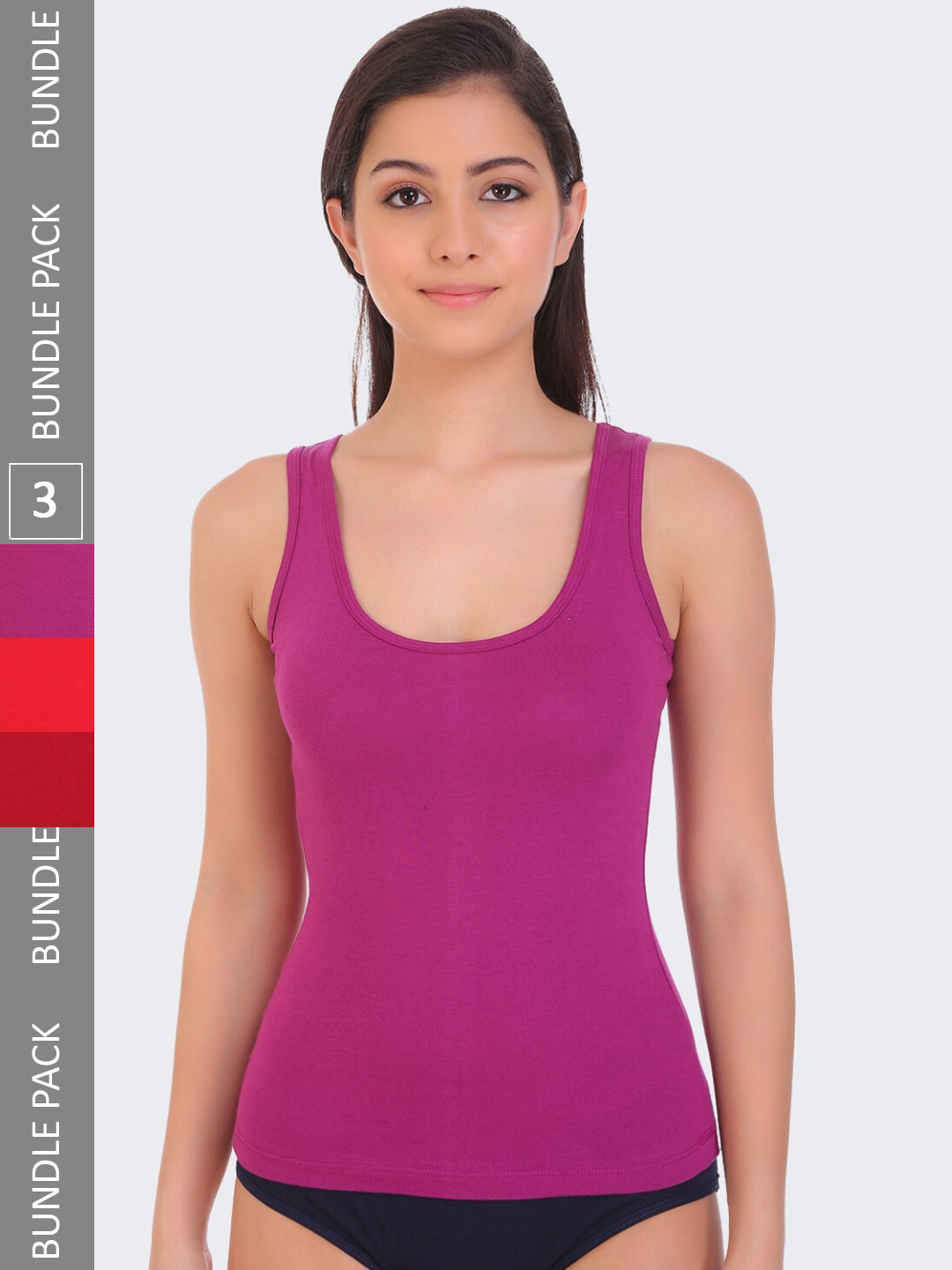 Buy POOJA RAGENEE Women Pack Of 3 Sando Pure Cotton Camisoles ...