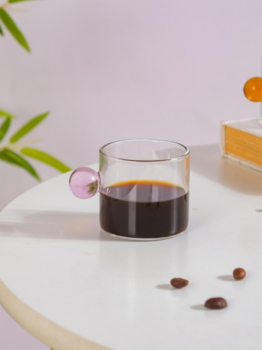 Buy Nestasia Transparent & Pink Solid Glass Transparent Cups 100 Ml ...