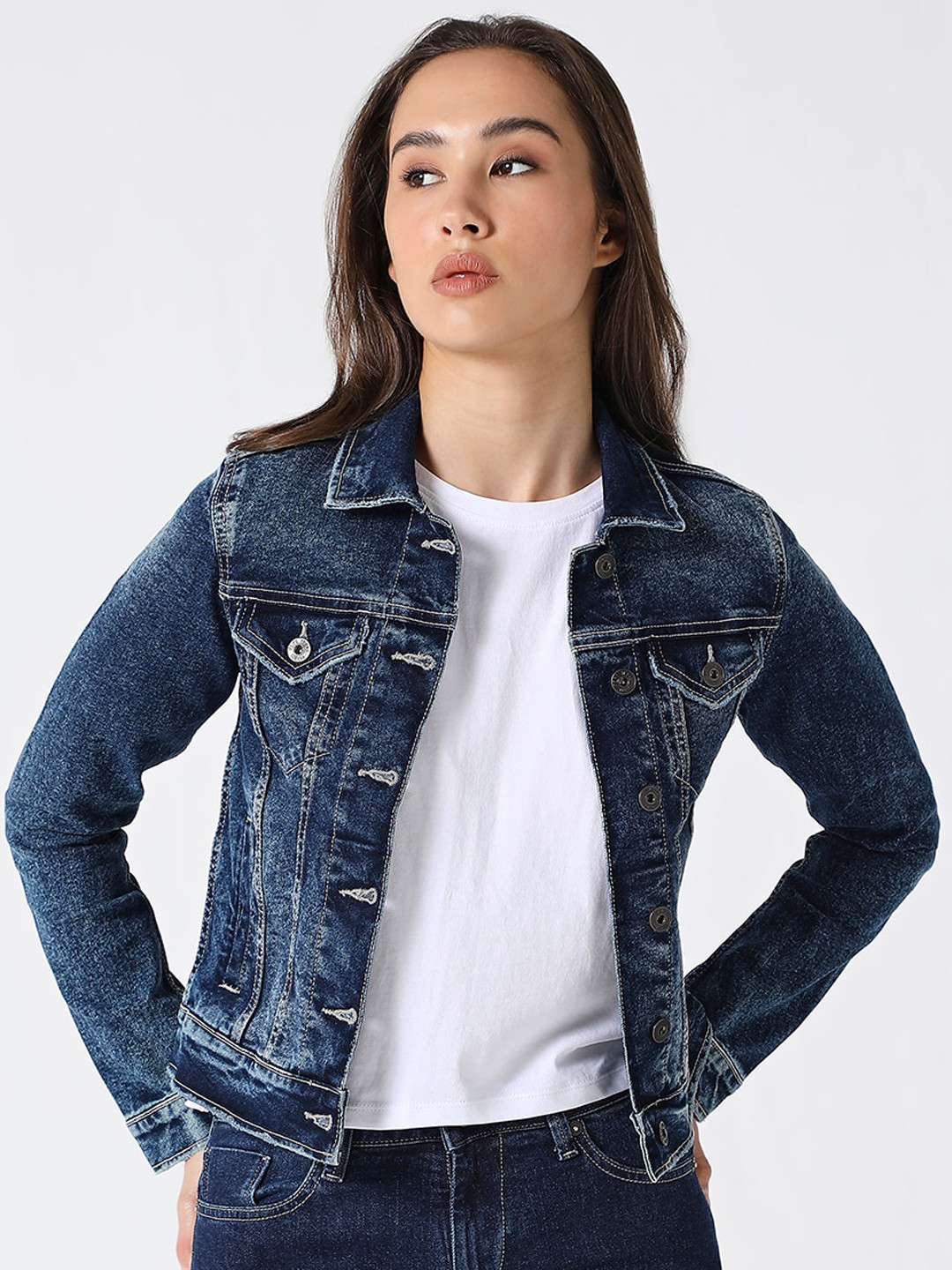 Buy Pepe Jeans Washed Regular Cotton Denim Jacket - Jackets for Women ...