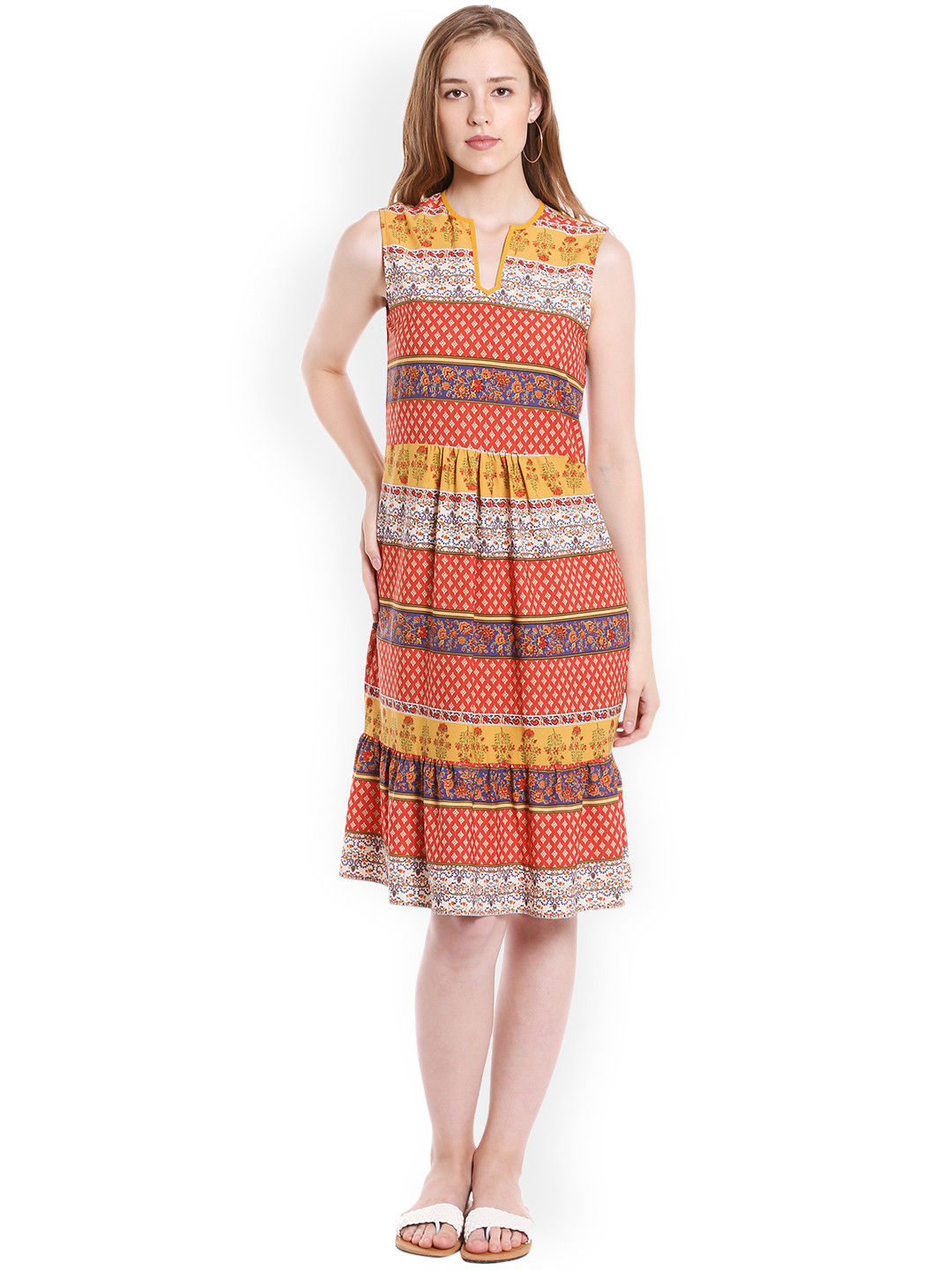 Buy Fusion Beats Women Multicoloured Printed Fit & Flare Dress ...