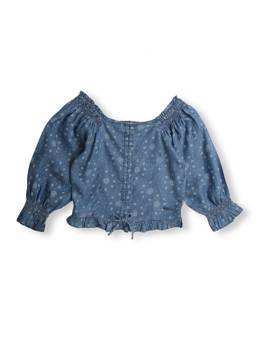 Buy Pepe Jeans Girls Ethnic Motifs Printed Off Shoulder Bardot Top ...