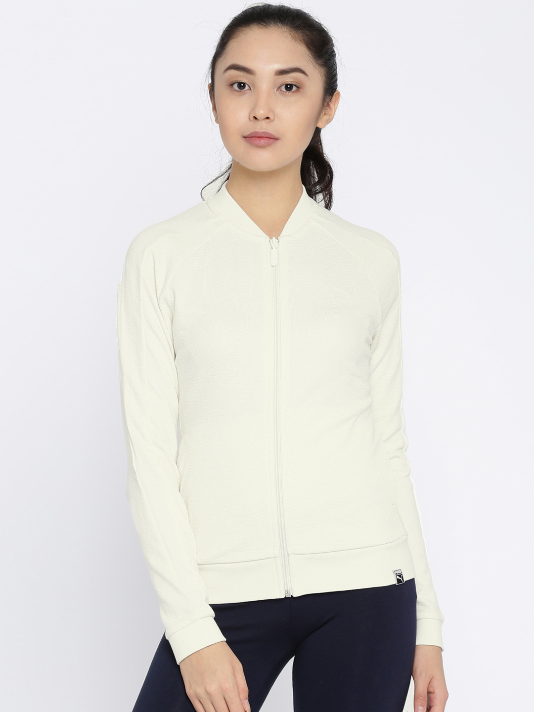 Buy Puma Women White Solid Archive T7 Track Sporty Jacket - Jackets for ...