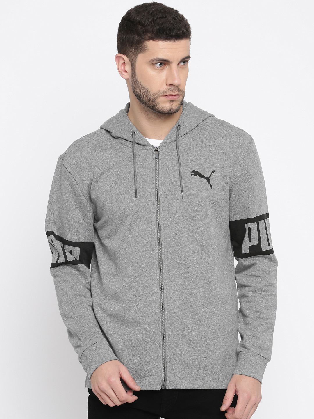 Buy Puma Men Grey Printed Rebel FZ Sporty Track Jacket - Jackets for ...