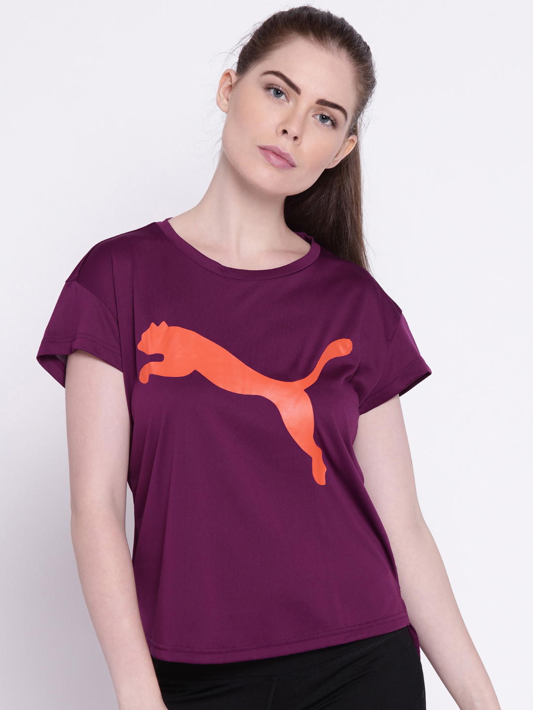 Buy Puma Women Purple Printed Round Neck T Shirt - Tshirts for Women ...