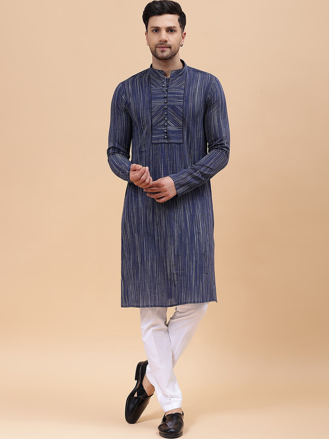 Buy See Designs Striped Straight Pure Cotton Kurta - Kurtas for Men ...