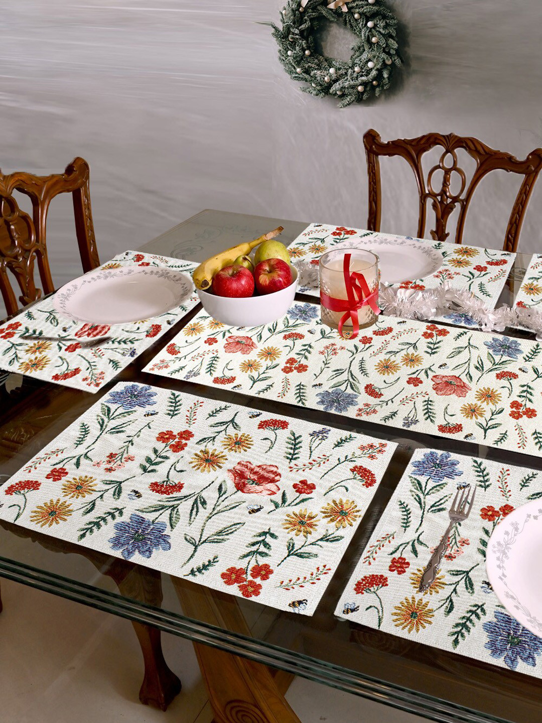 Buy AVI Living White 7 Pieces Floral Table Placements - Table Placemats ...
