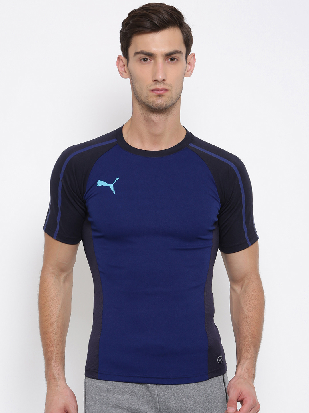 Buy Puma Men Blue Solid Round Neck EvoTRG Training T Shirt - Tshirts ...