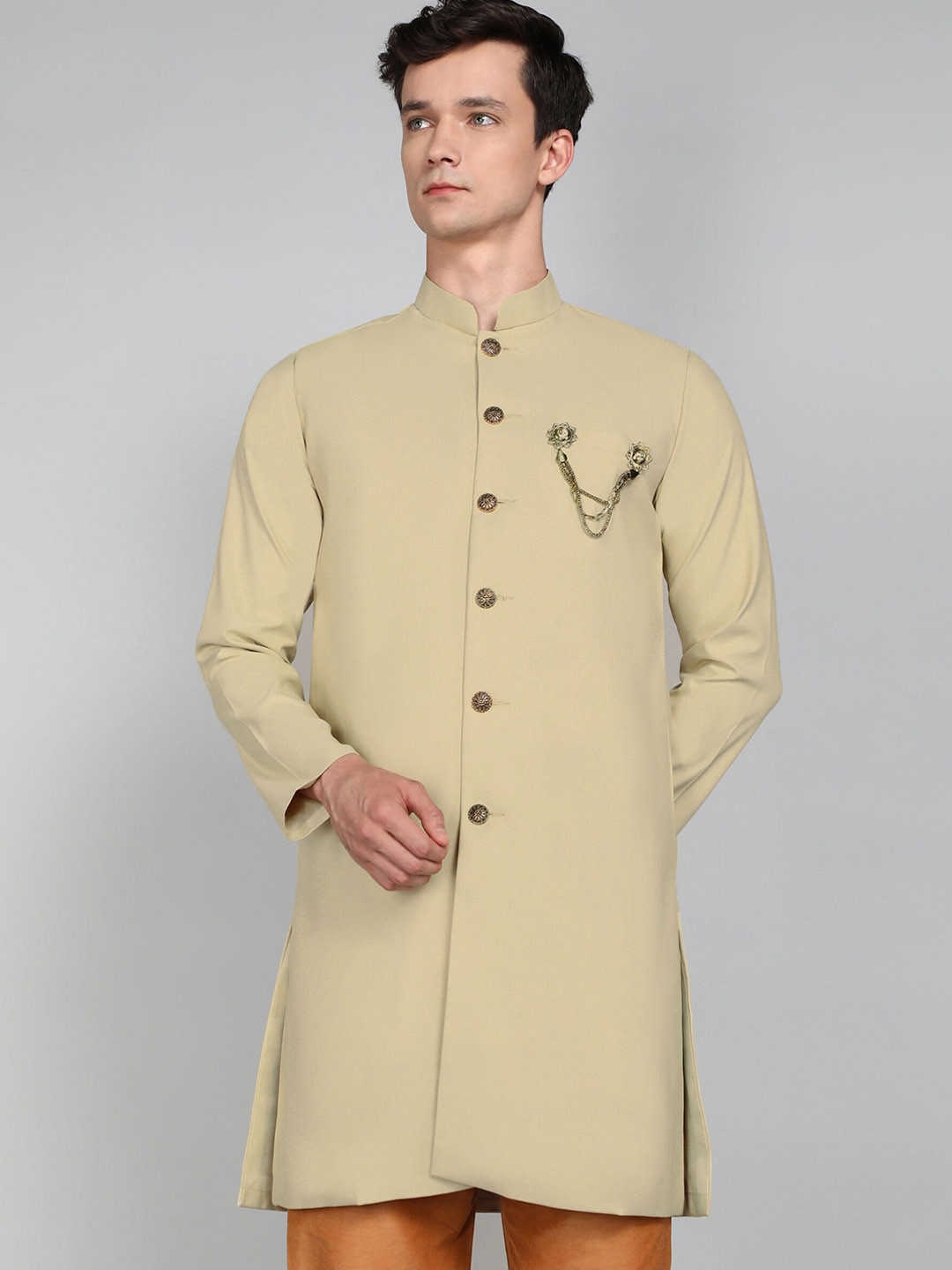 Buy Avaeta Mandarin Collar Cotton Sherwani Set - Sherwani for Men ...