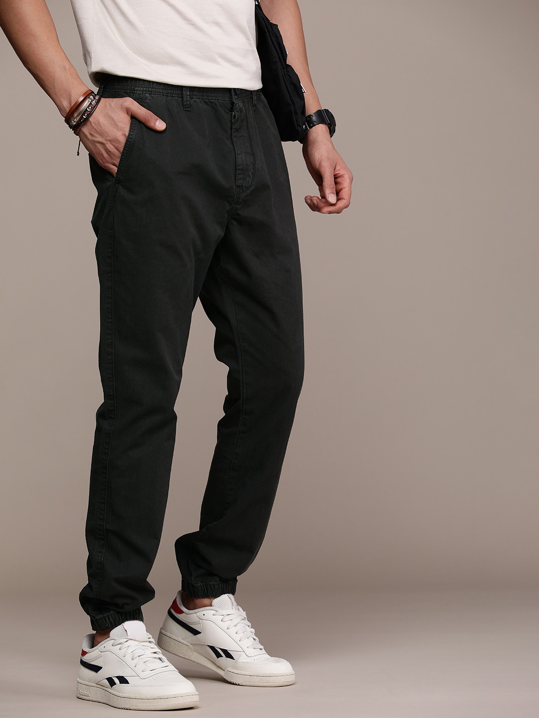 Buy FORCE IX Men Mid Rise Pure Cotton Cargo Style Joggers - Trousers ...