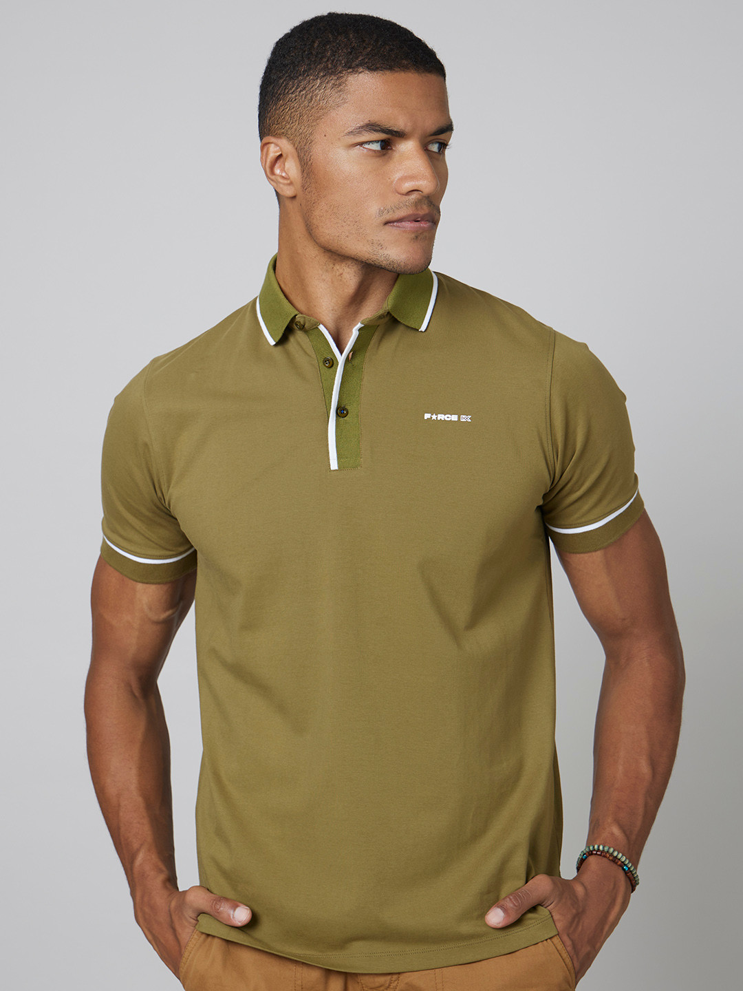 Buy FORCE IX Solid Polo Collar Applique T Shirt - Tshirts for Men ...