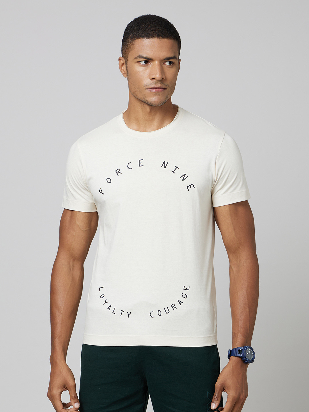 Buy FORCE IX Men Pure Cotton Brand Logo Printed T Shirt - Tshirts for ...