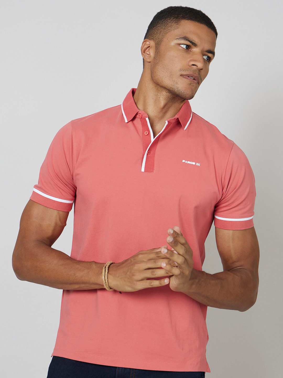 Buy FORCE IX Brand Logo Polo Collar Applique T Shirt - Tshirts for Men ...