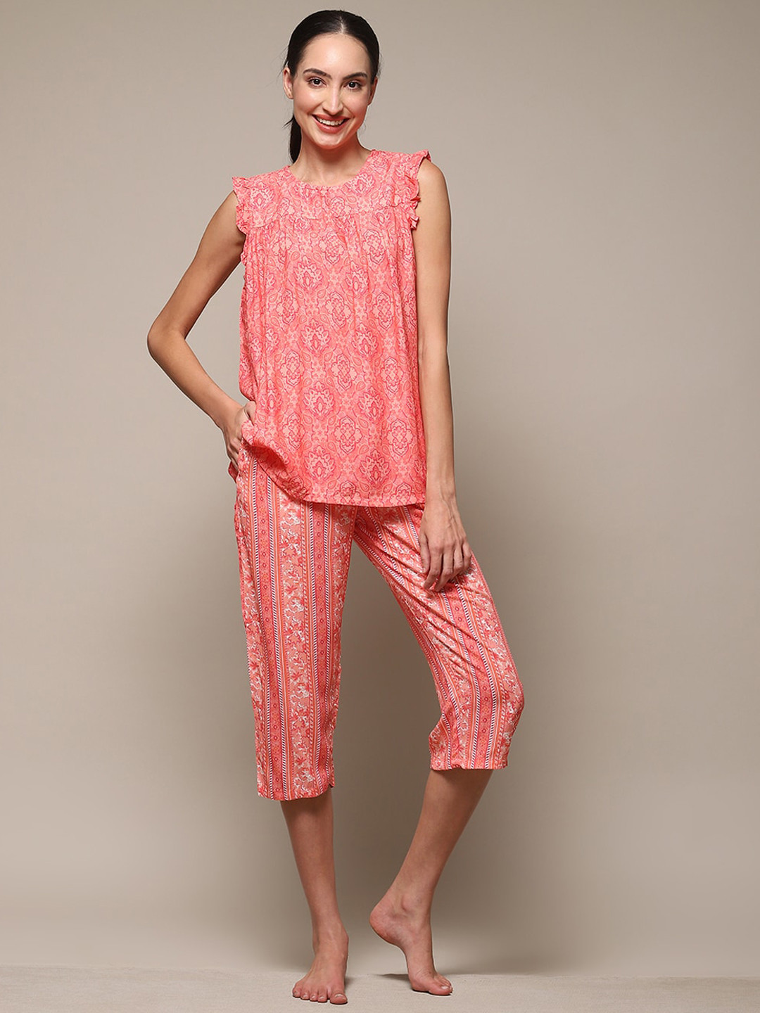 Buy Biba Women Ethnic Motifs Printed Night Suit - Night Suits for Women ...