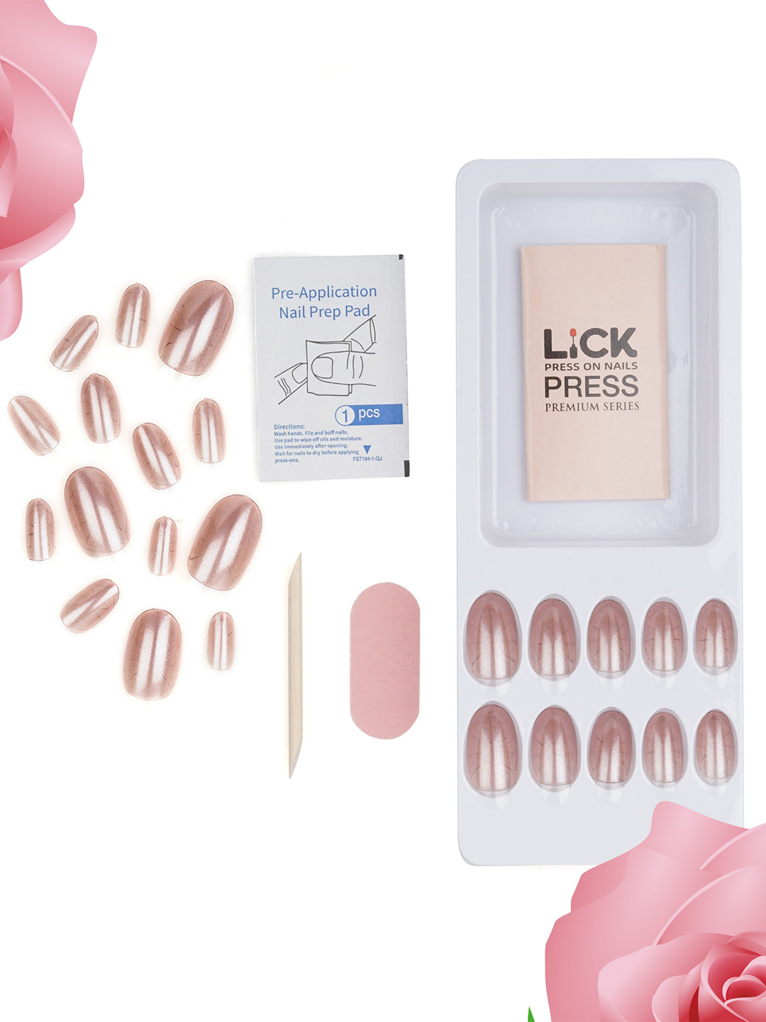 Buy LICK 24 Pcs False Stick On Nails Extension Pink Chromatic - Nail ...
