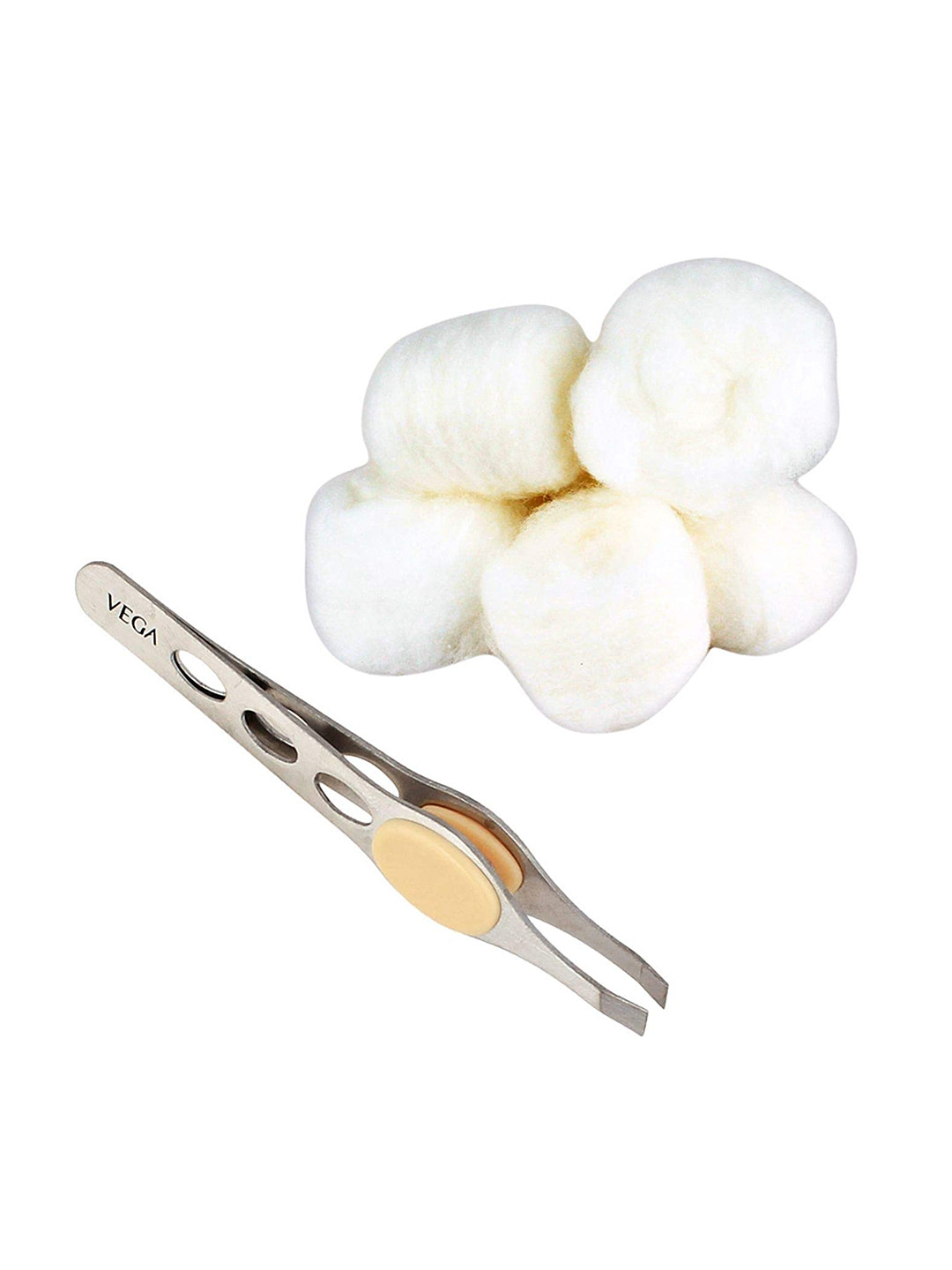 Buy VEGA Set Of Tweezer & 50 Pcs Cotton Balls - Tweezers And Sharpener ...