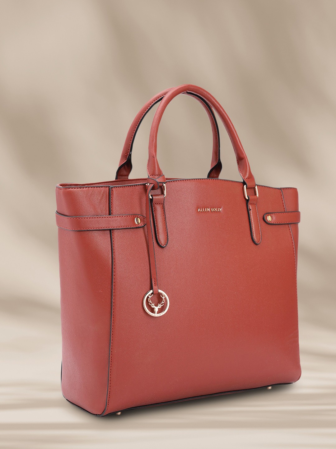 Buy Allen Solly Solid PU Structured Laptop Handheld Bag With Brand Logo ...