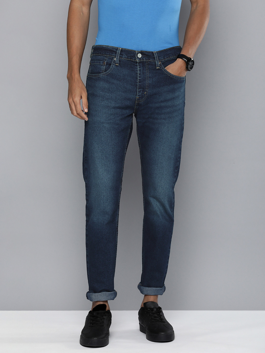 Buy Levis Men 512 Slim Tapered Fit Mid Rise Heavy Fade Stretchable ...